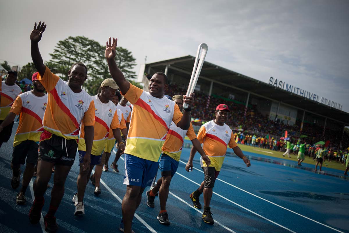 The Queen’s Baton was carried by Marcus Bai (rugby League), while being ...